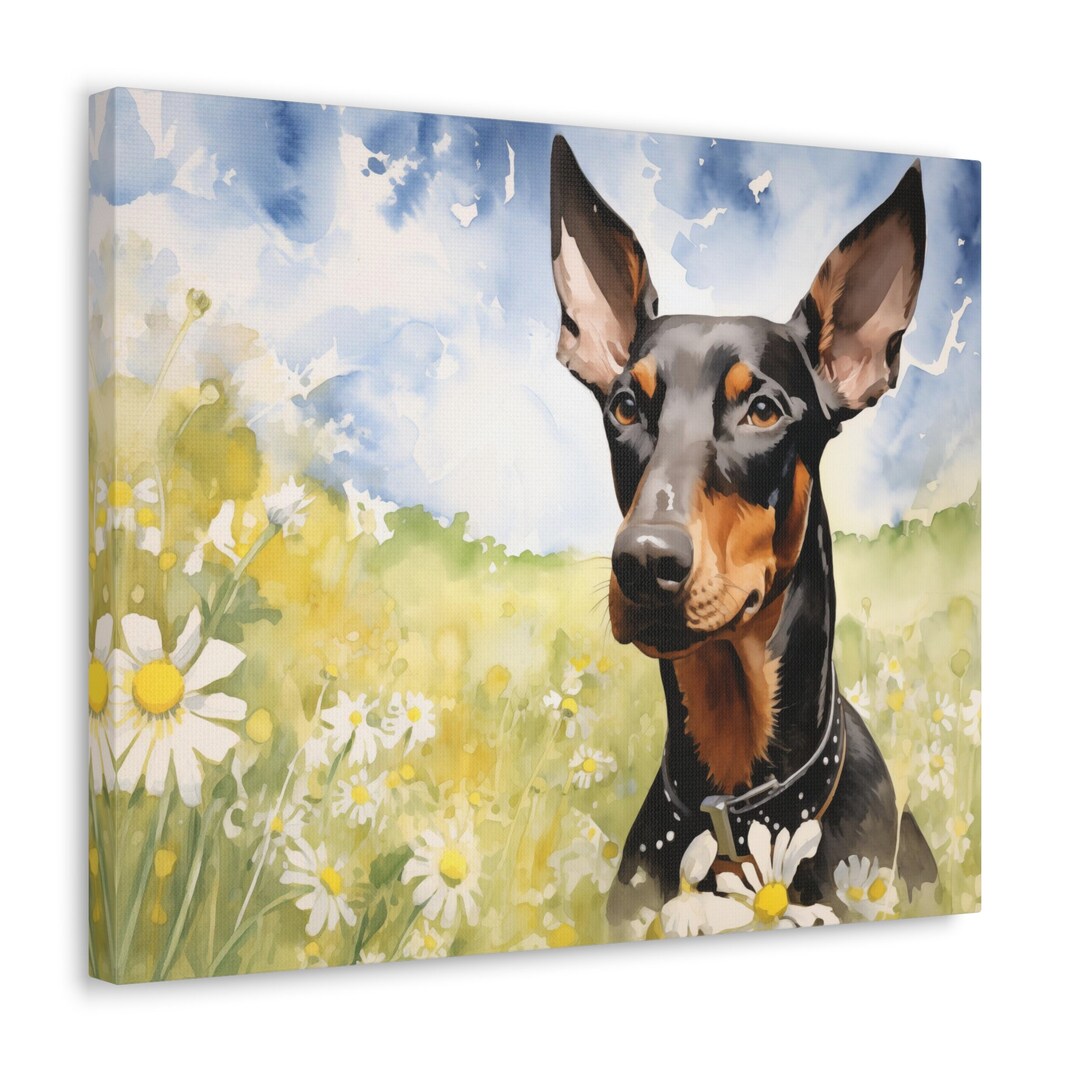 Doberman Pinscher Wall Art - Watercolor Printed on Unframed Canvas ...