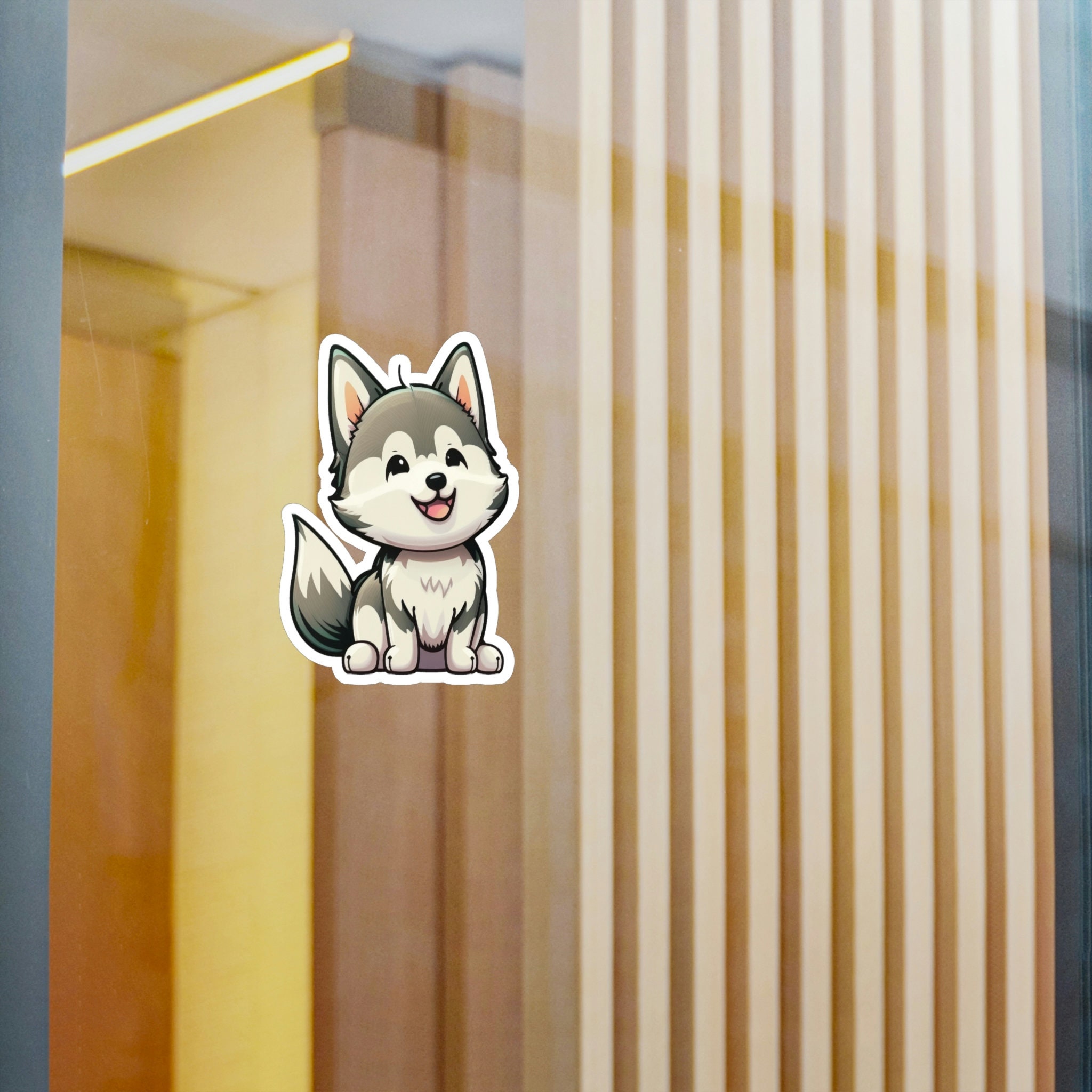 Cute Laughing Wolf Cub Sticker Vinyl Wolf Sticker Happy - Etsy