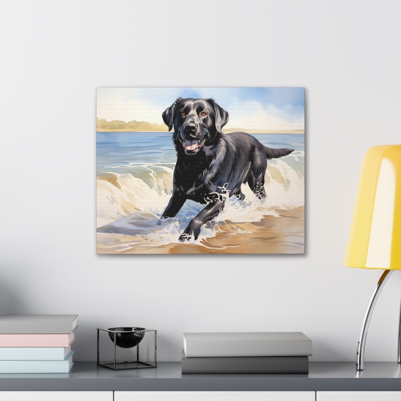 Black Labrador Watercolor Printed on Canvas Unframed Wall Art Gift for ...