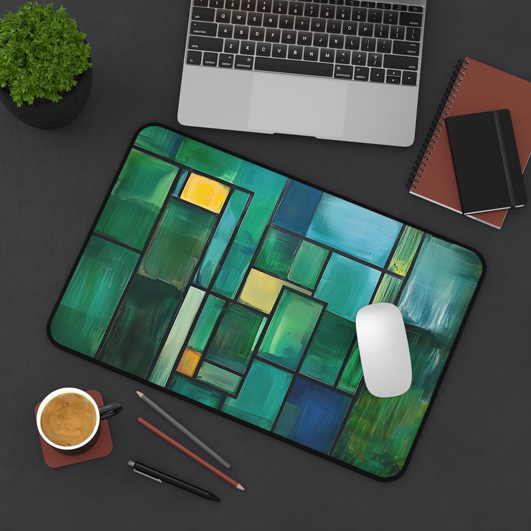 Mid-century Modern Abstract Art Desk Mat - Large Mousepad, Extended ...