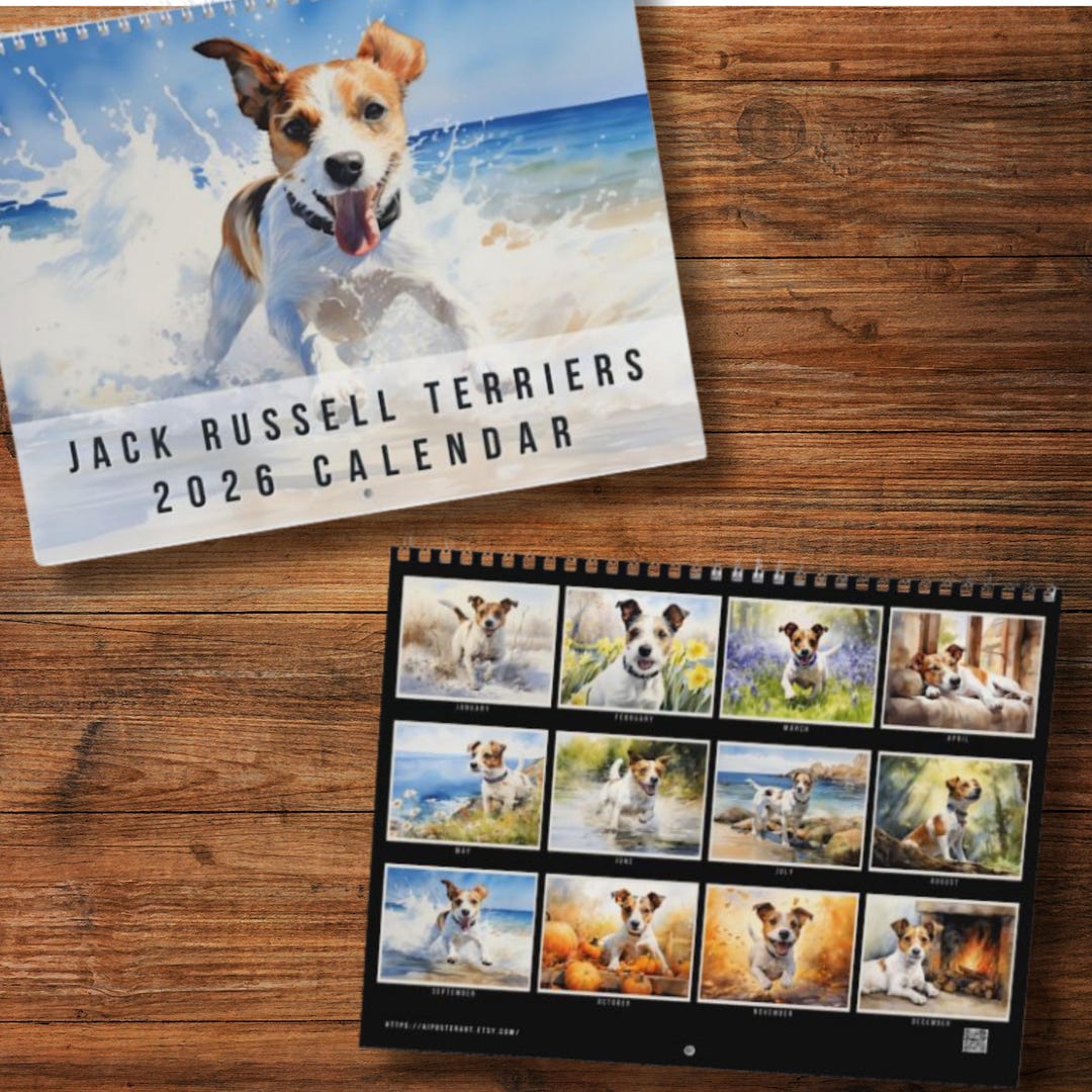 Jack Russell Terriers Wall Calendar - 2026 Calendar With 12 Watercolors ...