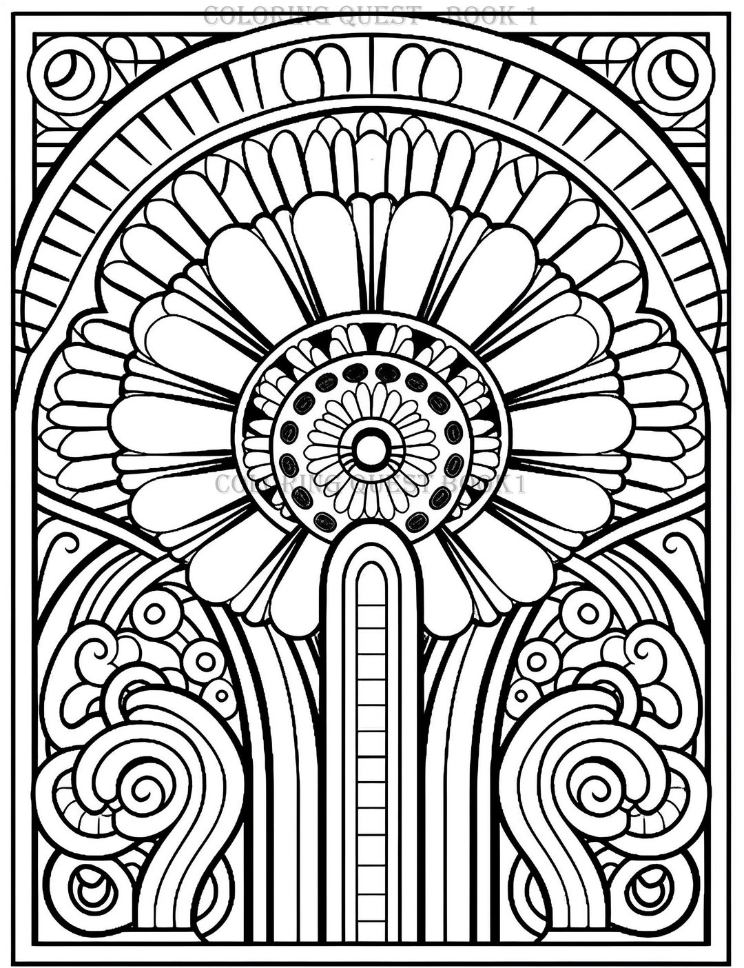 Detailed Art Deco Style Coloring Page Coloring Quest Page 5 of Book 1 ...