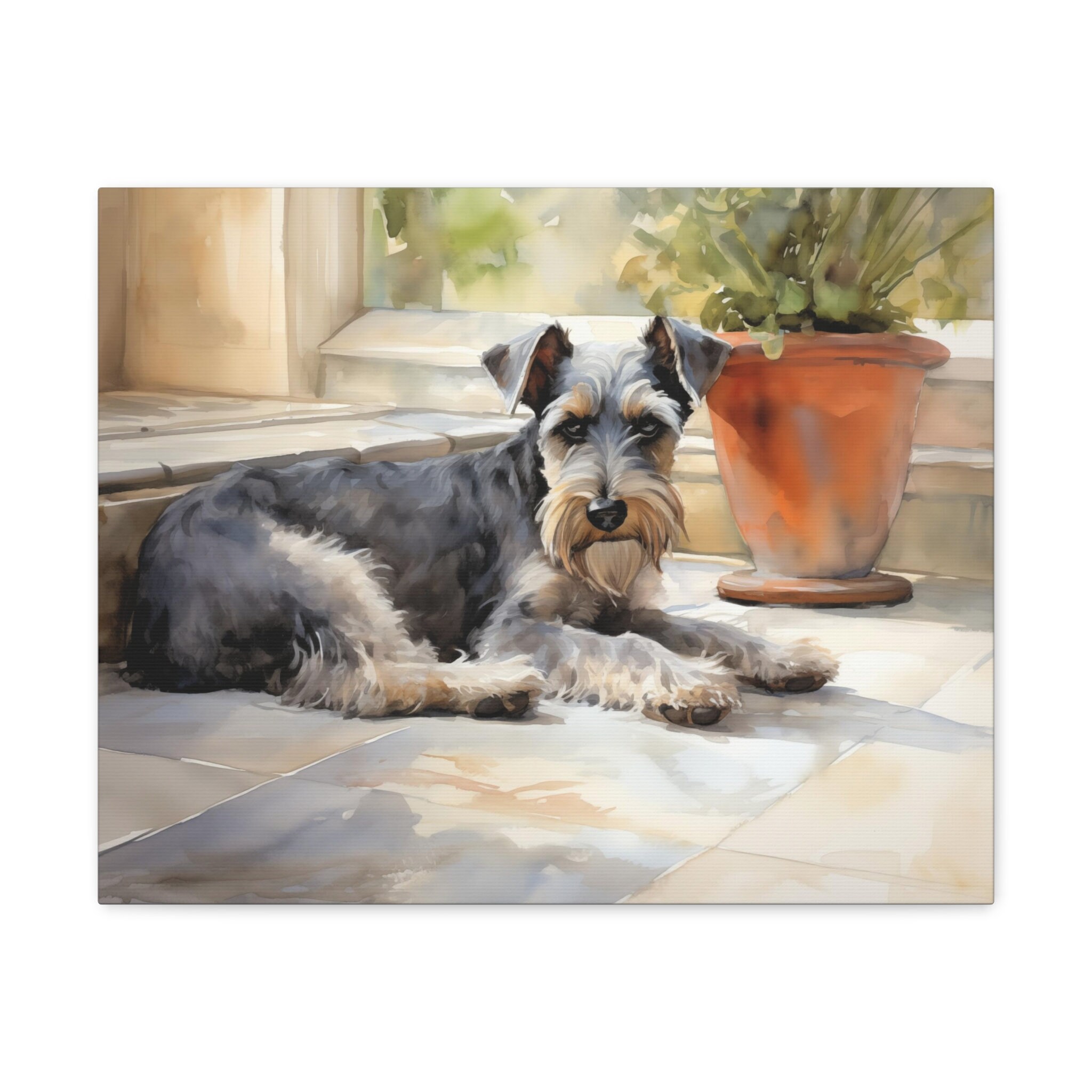 Miniature Schnauzer Wall Art Watercolor Printed on Unframed Canvas Gift ...