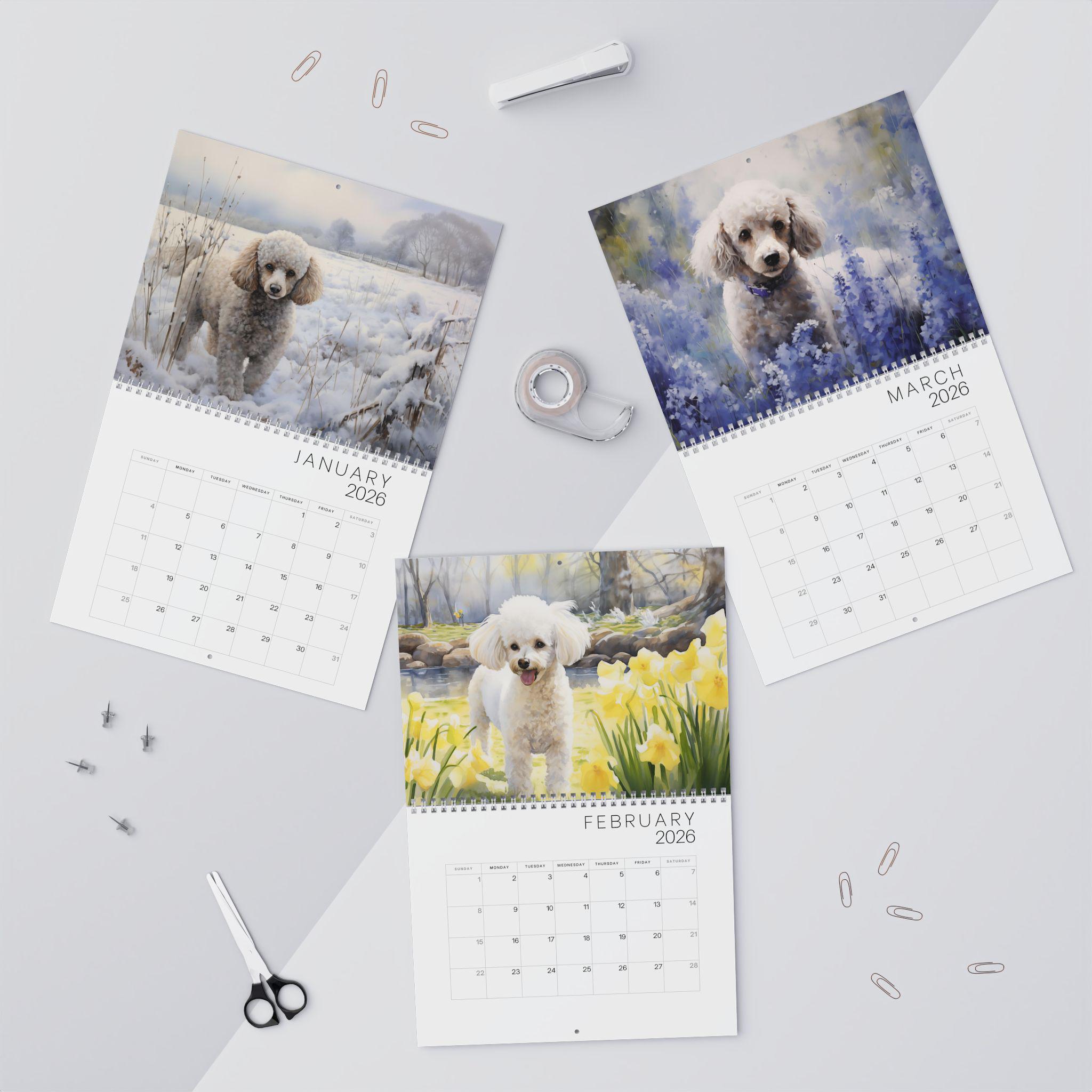 2026 Poodle Wall Calendar - Dog Calendar Featuring 12 Watercolors of ...