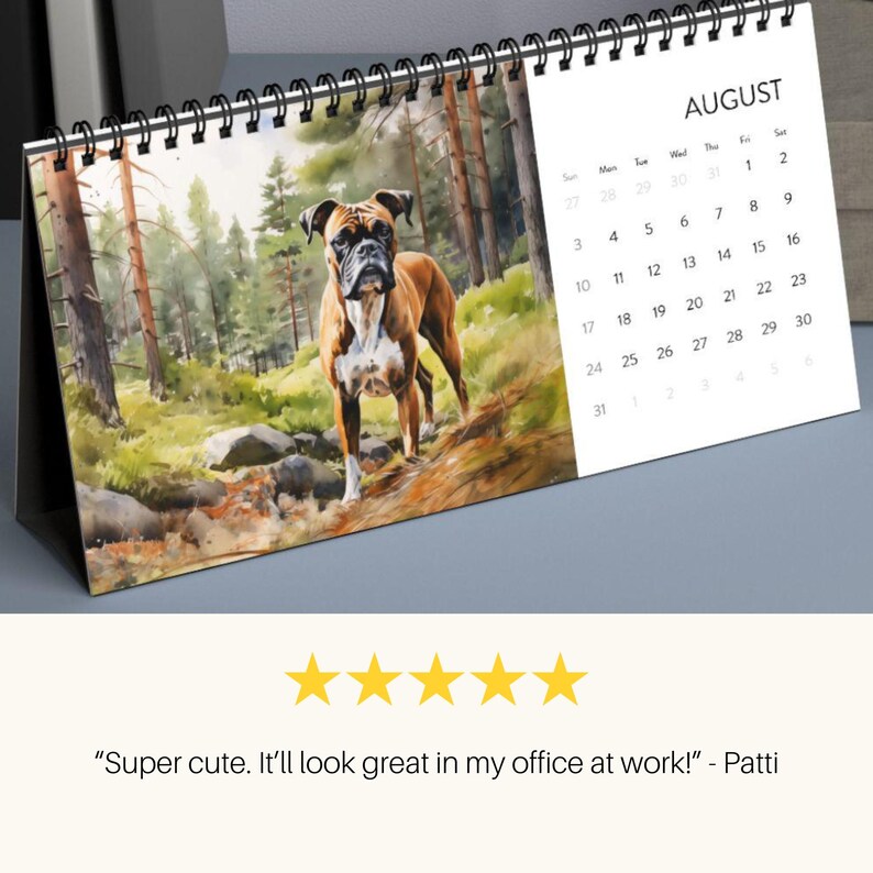 Boxer Dog Desk Calendar - 12 Watercolor Artworks - Printed in USA - Etsy