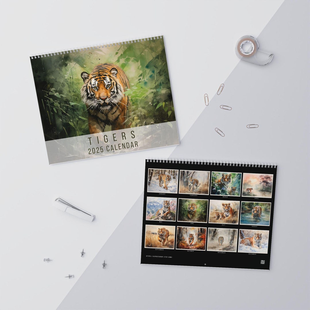 Watercolor Tigers Wall Calendar 2025 Calendar Featuring 12 Watercolor ...