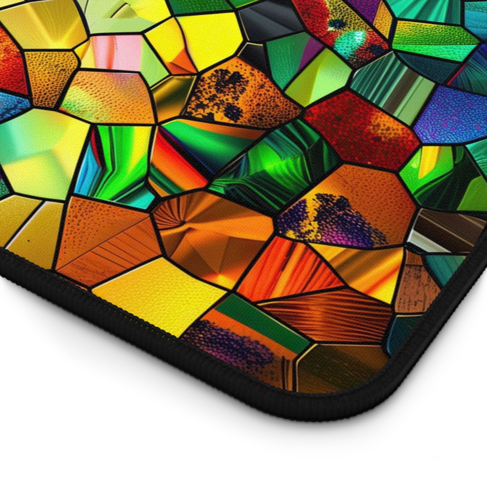 Rainbow Crystal Desk Mat Stained Glass, Geometric Shapes, Mosaic ...