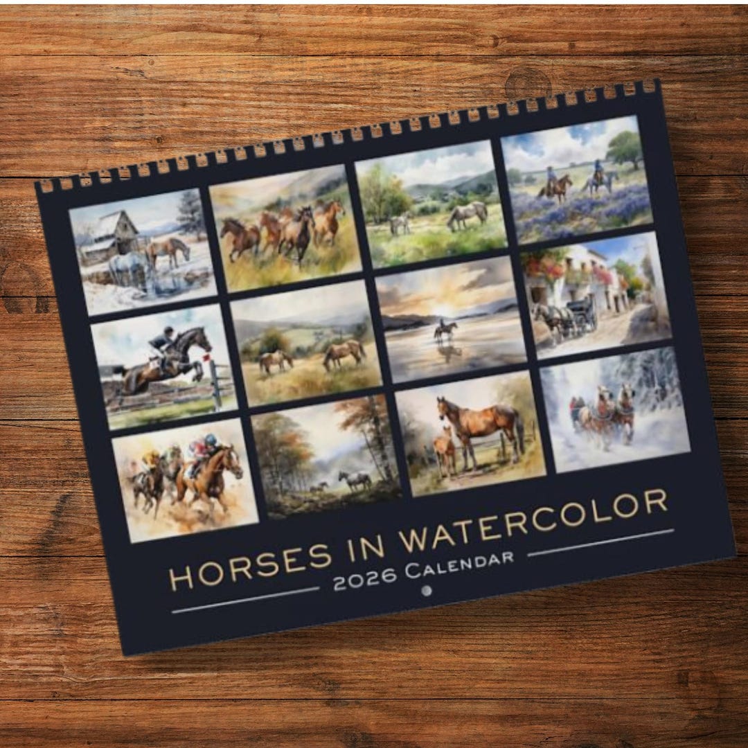 2026 Horses in Watercolor Wall Calendar Featuring 12 Watercolors of ...