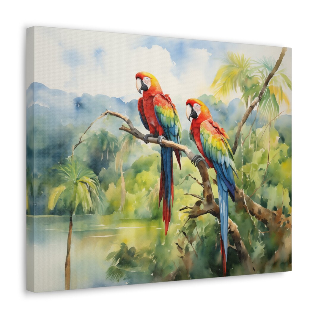 Macaws Watercolor Printed on Canvas - Frameless Wall Art Gift for ...