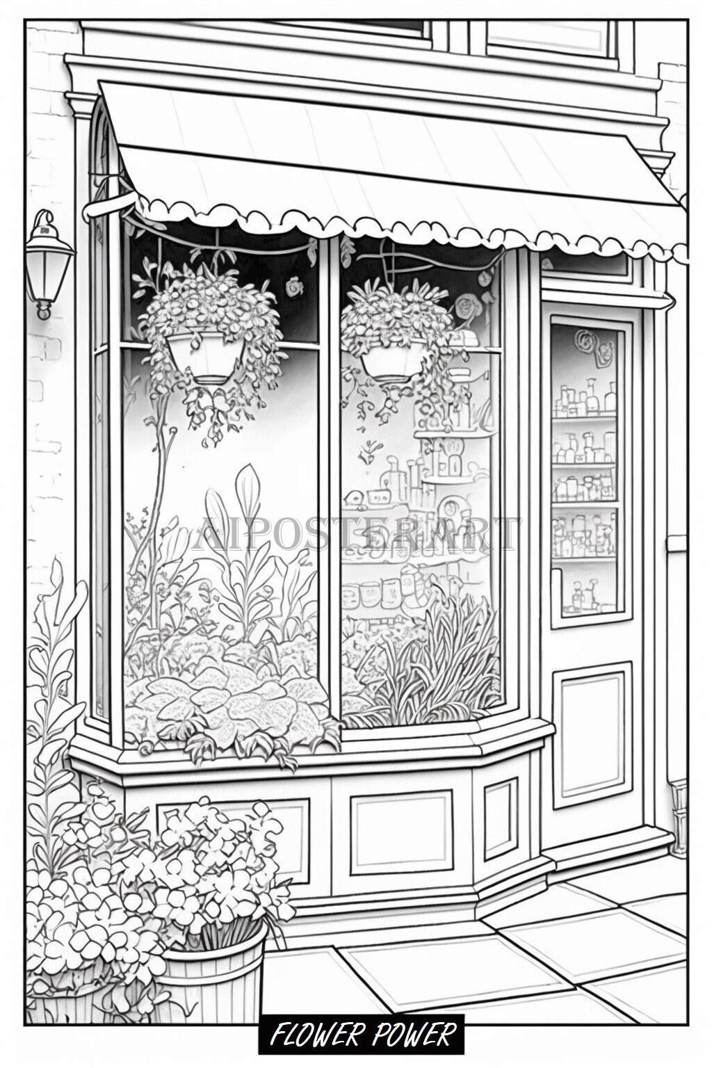 Florist Shop Window Coloring Page Flower Shop Window Printable Coloring ...