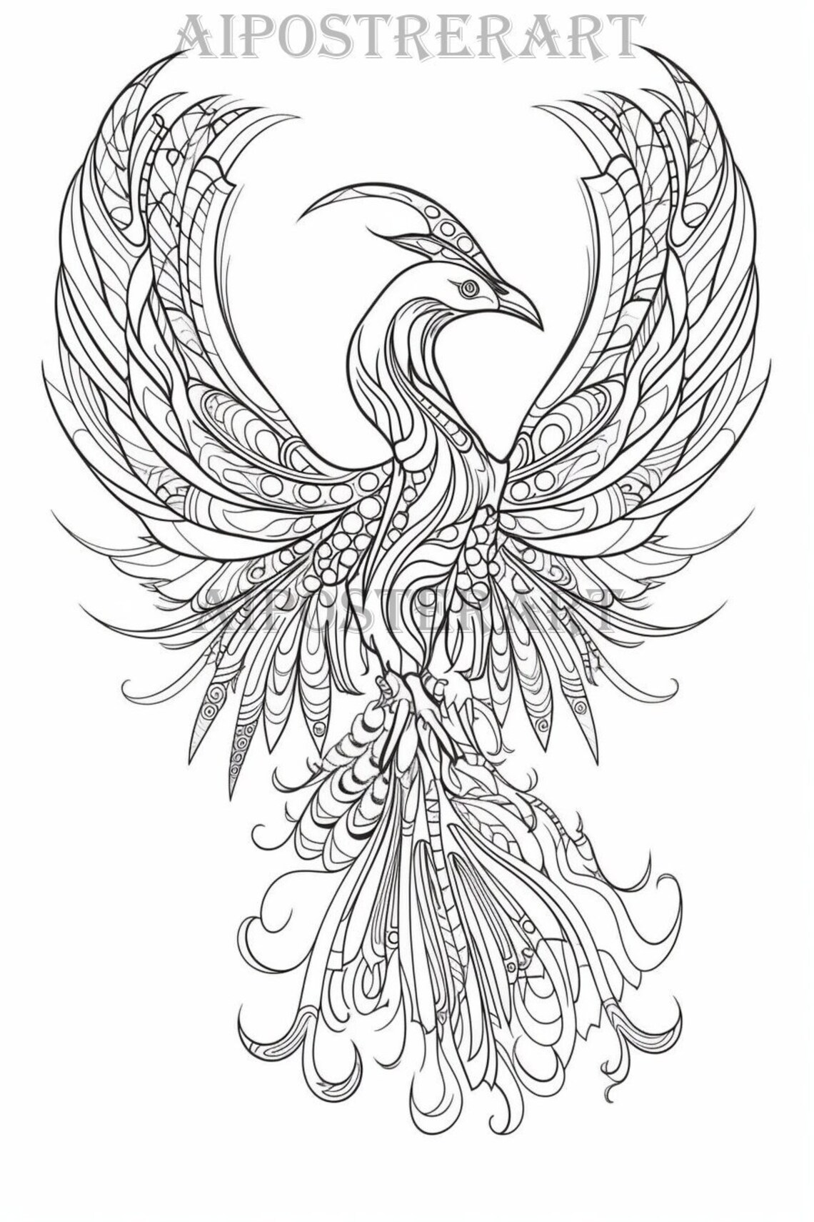 Phoenix Coloring Sheet for Adults Printable Coloring Page Advanced ...