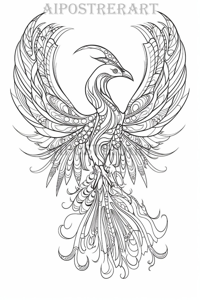 Phoenix Coloring Sheet for Adults Printable Coloring Page Advanced ...