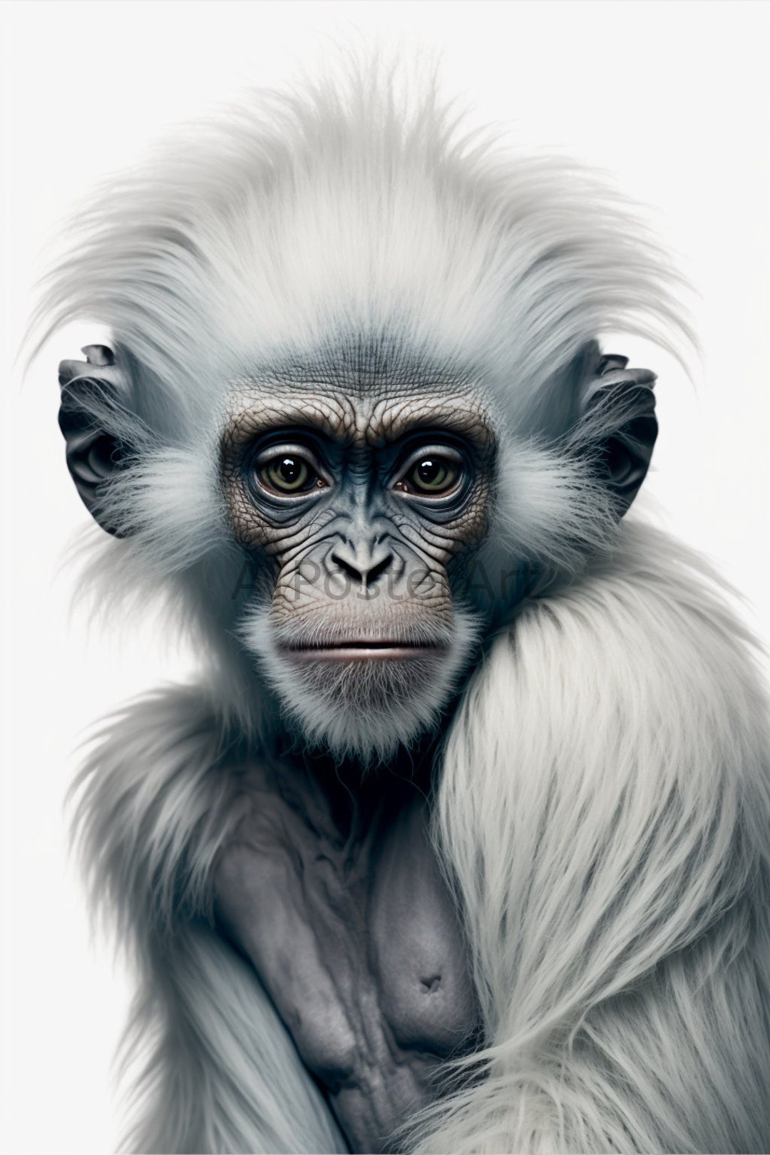 White Haired Chimpanzee Poster Printable Digital File High Resolution ...