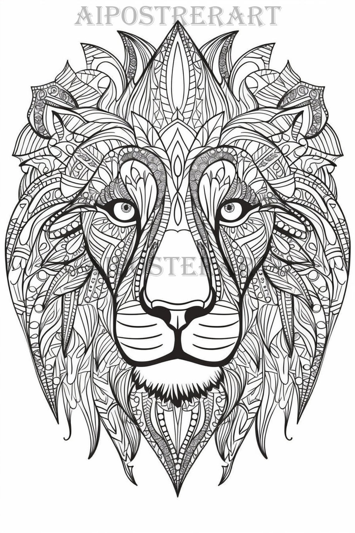Lion Head Coloring Sheet for Kids & Adults - Printable Coloring Page ...