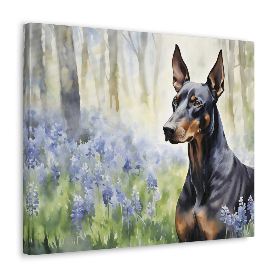 Doberman Pinscher Wall Art - Watercolor Printed on Unframed Canvas ...