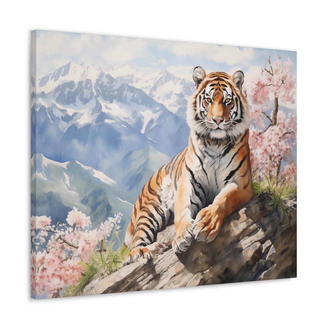 Tiger Watercolor Print on Canvas - Wall Art, Frameless Nature-inspired ...