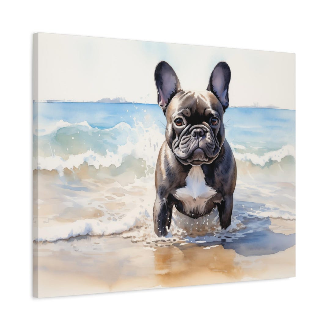 French Bulldog Printed Canvas - Watercolor-style Artwork of Frenchie at ...