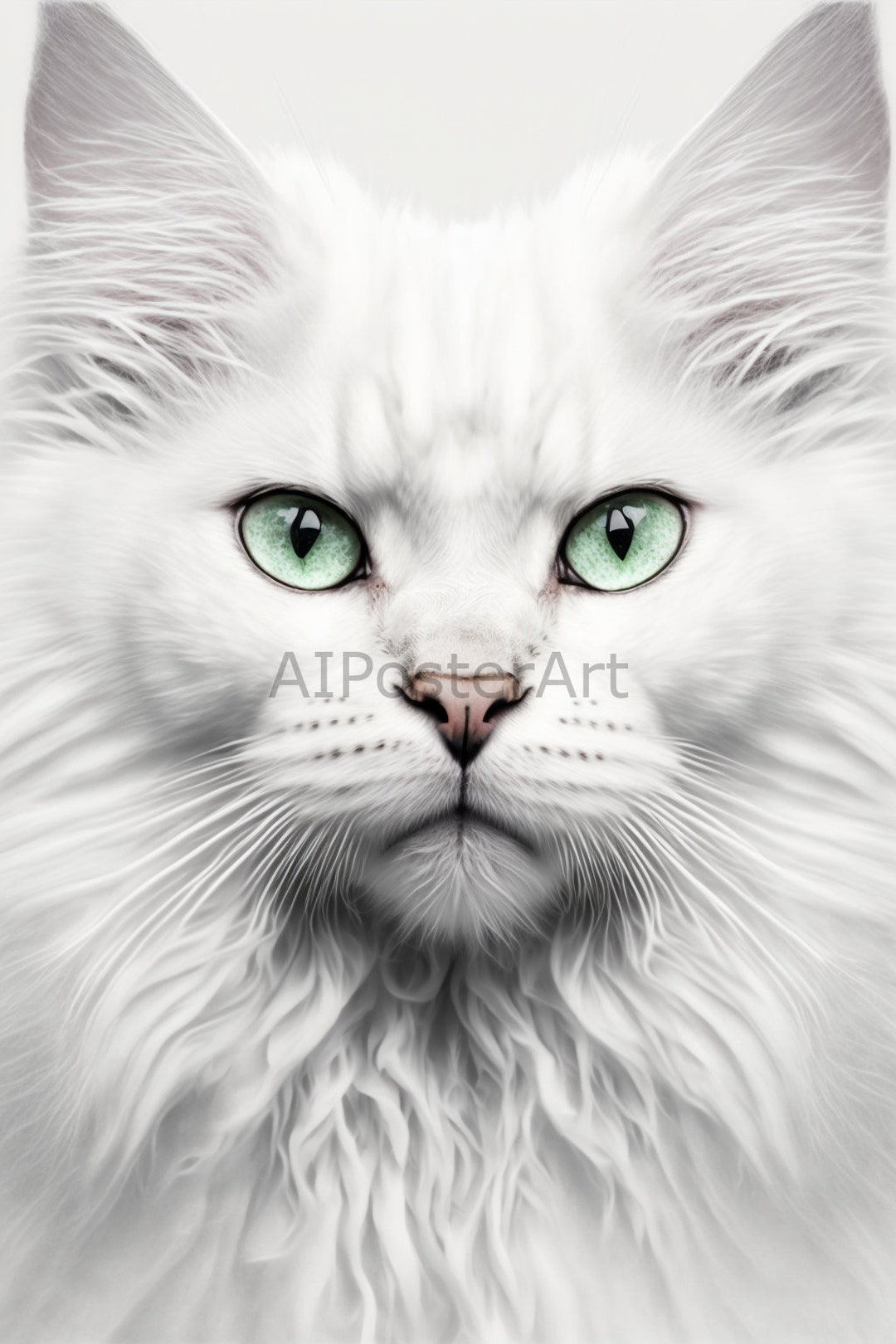 White Cat Poster - Printable Digital File - High Resolution 4096 X 6144 ...