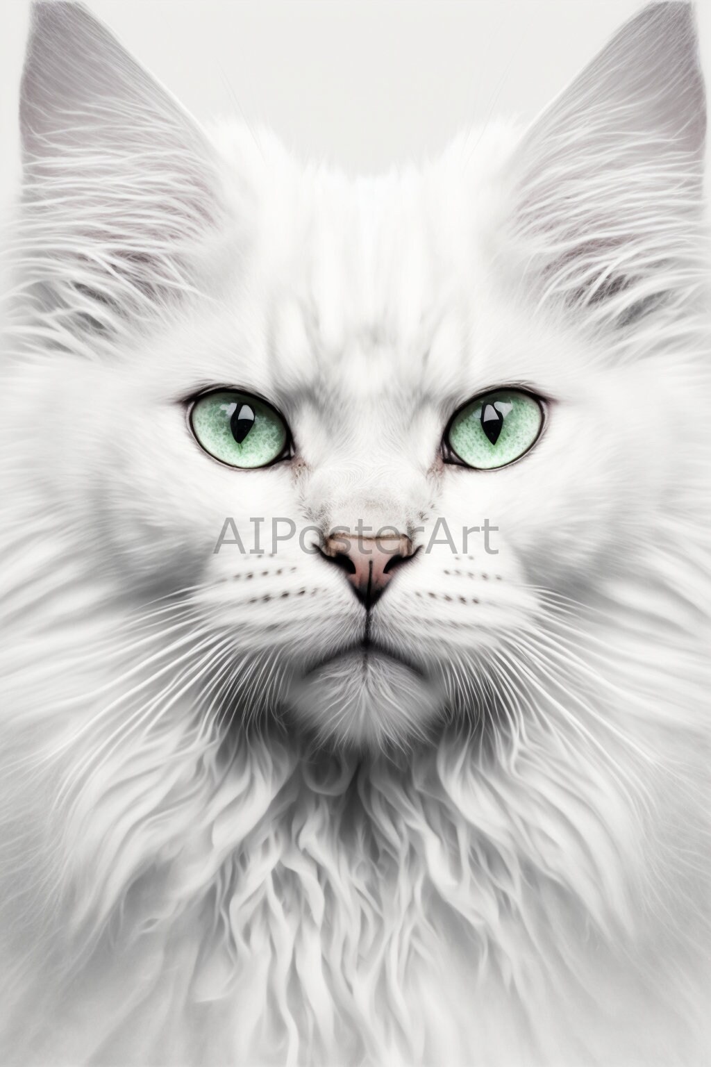 White Cat Poster Printable Digital File High Resolution 4096 X 6144 ...
