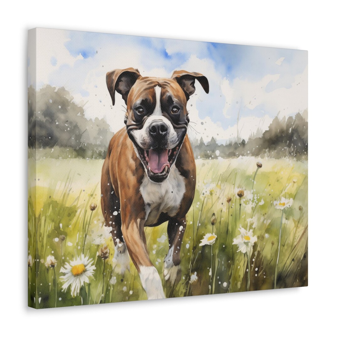 Boxer Wall Art - Watercolor Printed on Unframed 20 X 16 Inch Canvas ...