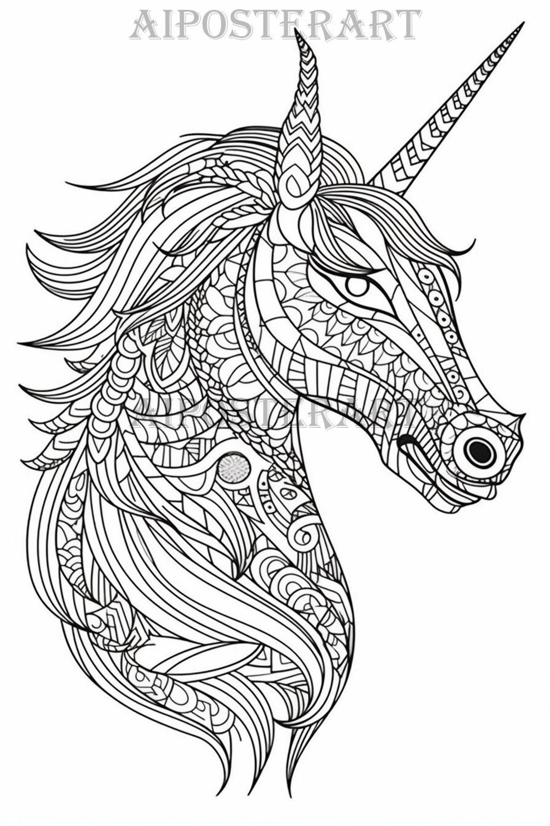 Mandala Unicorn Coloring Page for Adults Printable, 1792x2688 Pixels ...