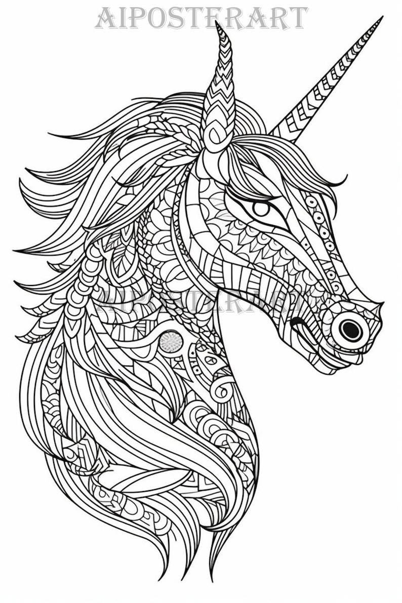 Mandala Unicorn Coloring Page for Adults Printable, 1792x2688 Pixels ...