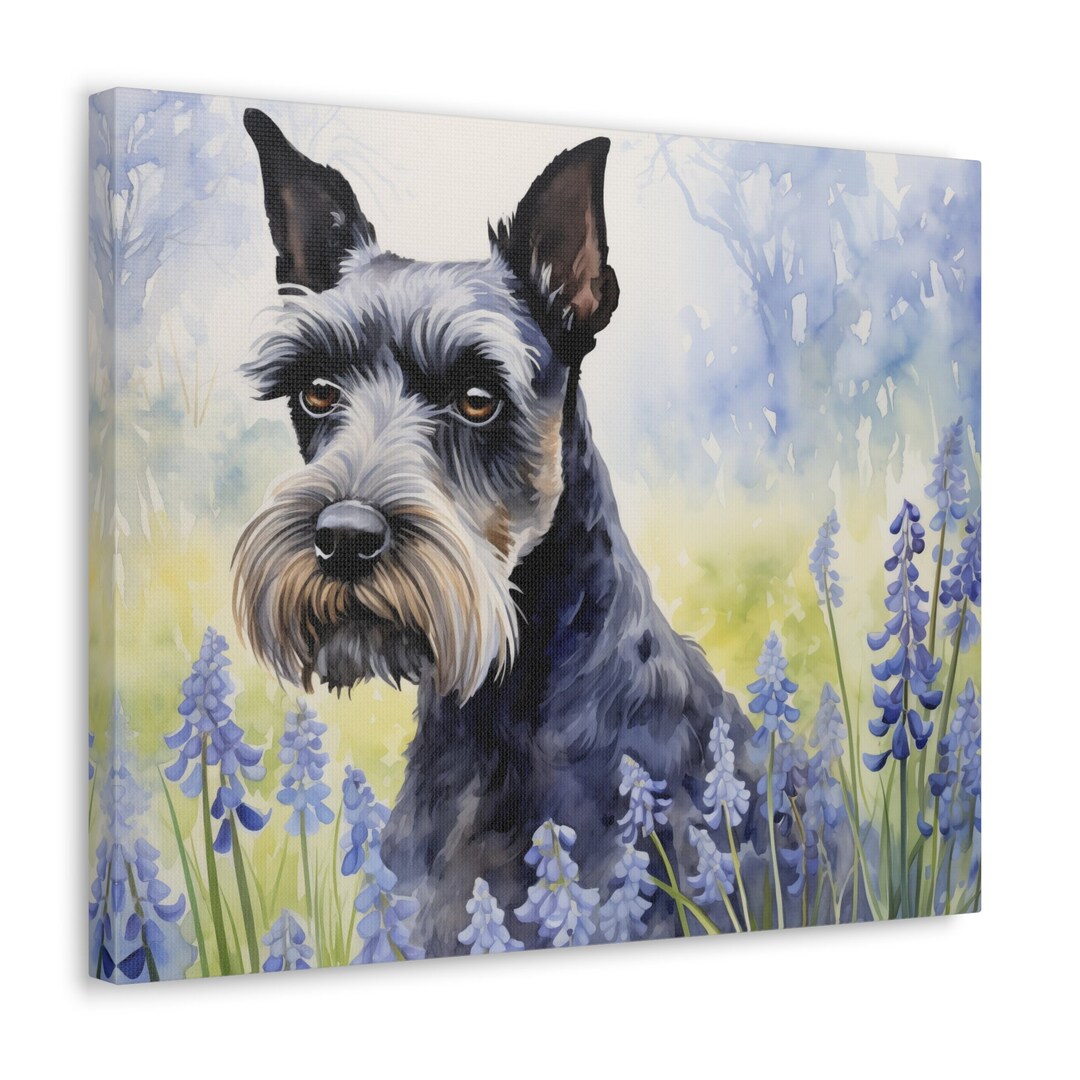 Miniature Schnauzer Wall Art - Watercolor Printed on Unframed Canvas ...