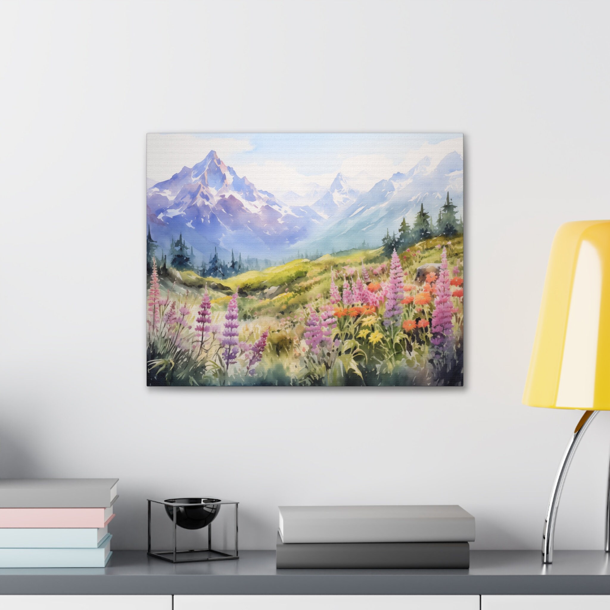 Valley of Flowers Watercolor Printed on Canvas Frameless Wall Art Gift ...