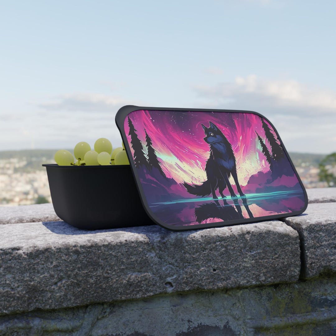 Matte Black Wolf Bento Box - Reusable Plant-based Lunch Container - Etsy