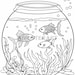 Fish Bowl Coloring Page for Adults and Kids- Printable Coloring Sheet ...