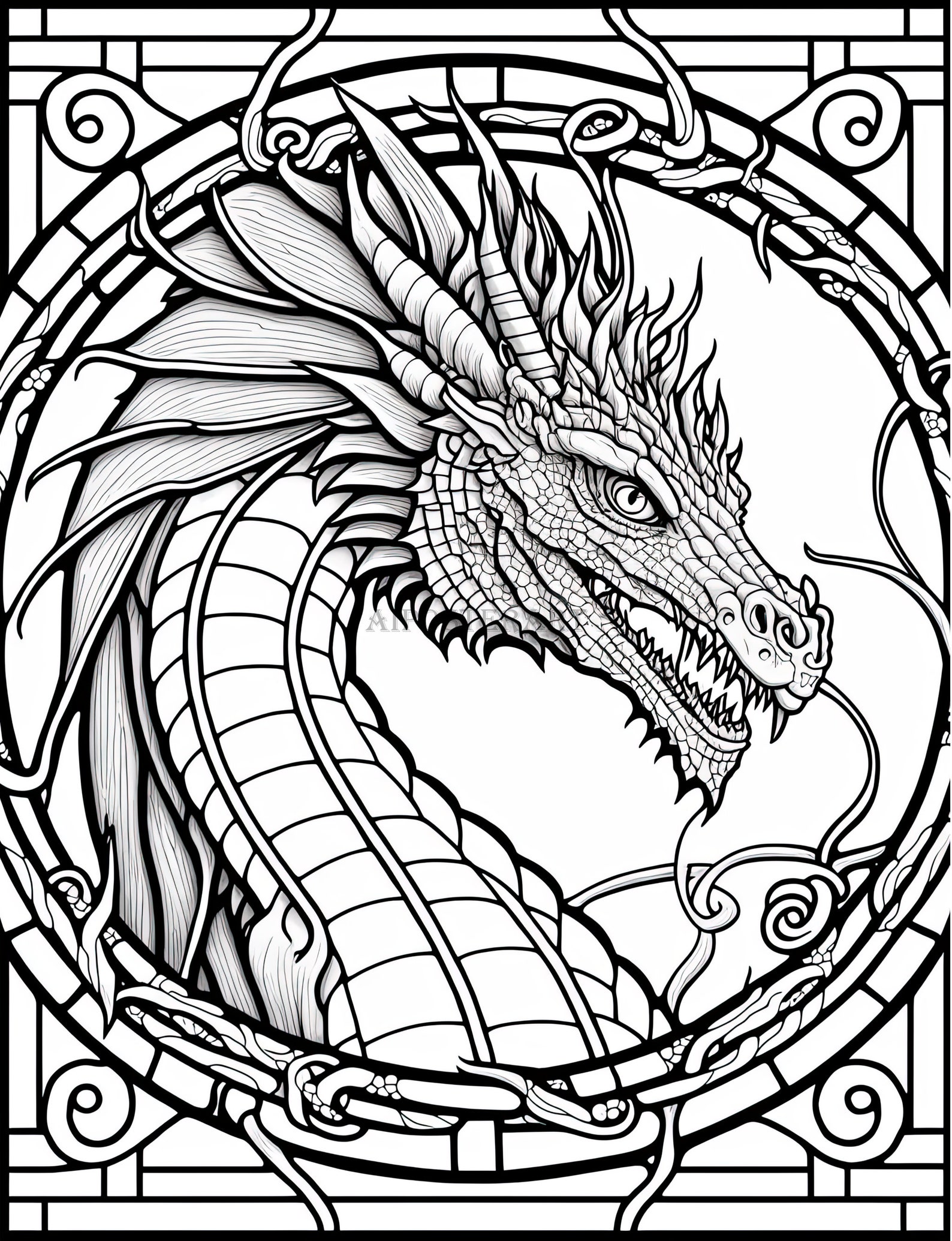 Dragon Head Coloring Download - Printable Adult Coloring Page ...