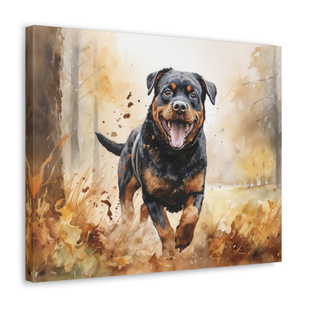 Rottweiler Wall Art - Watercolor Printed on Unframed Canvas - Gift for ...