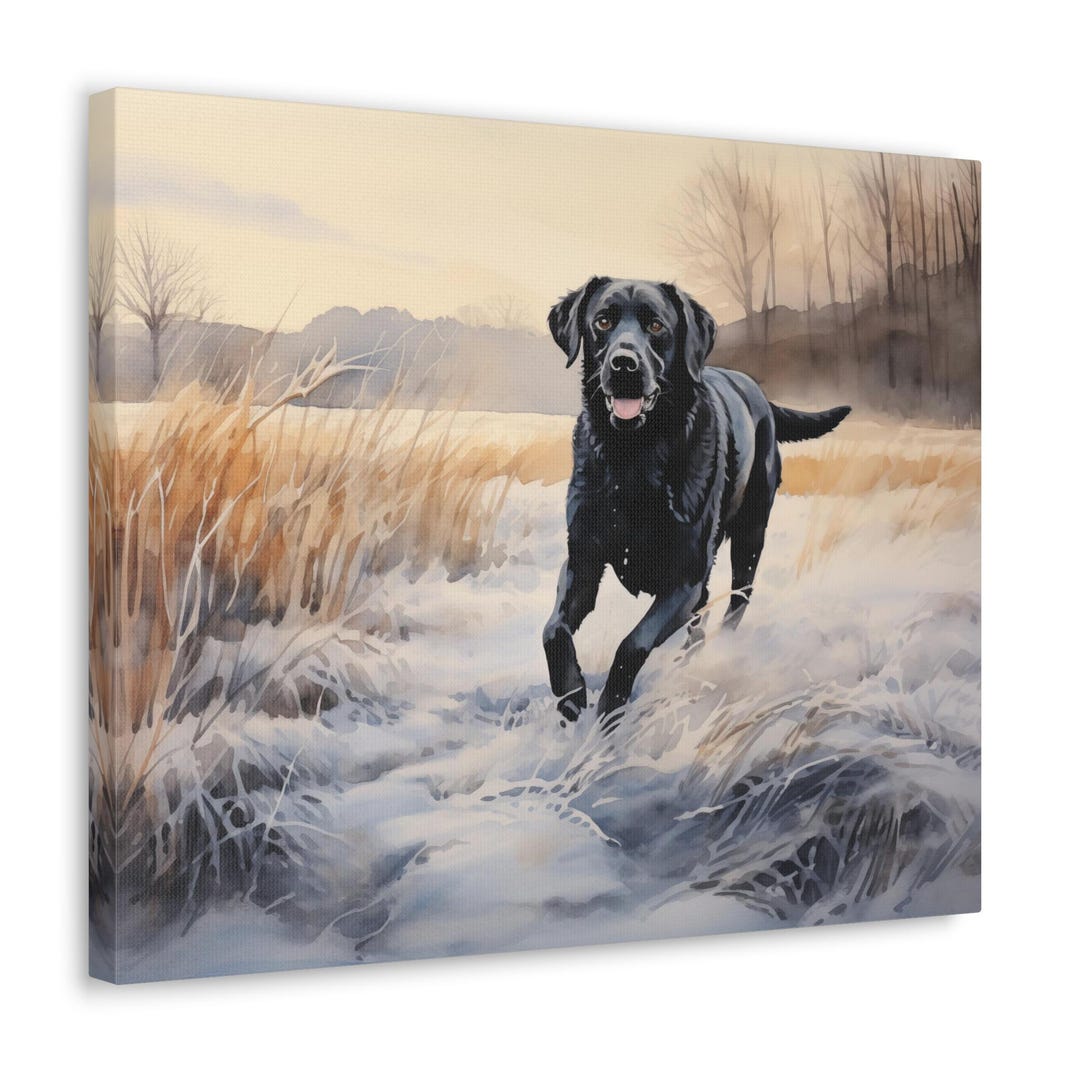 Black Labrador Watercolor Printed Canvas - Frameless Wall Art Gift for ...