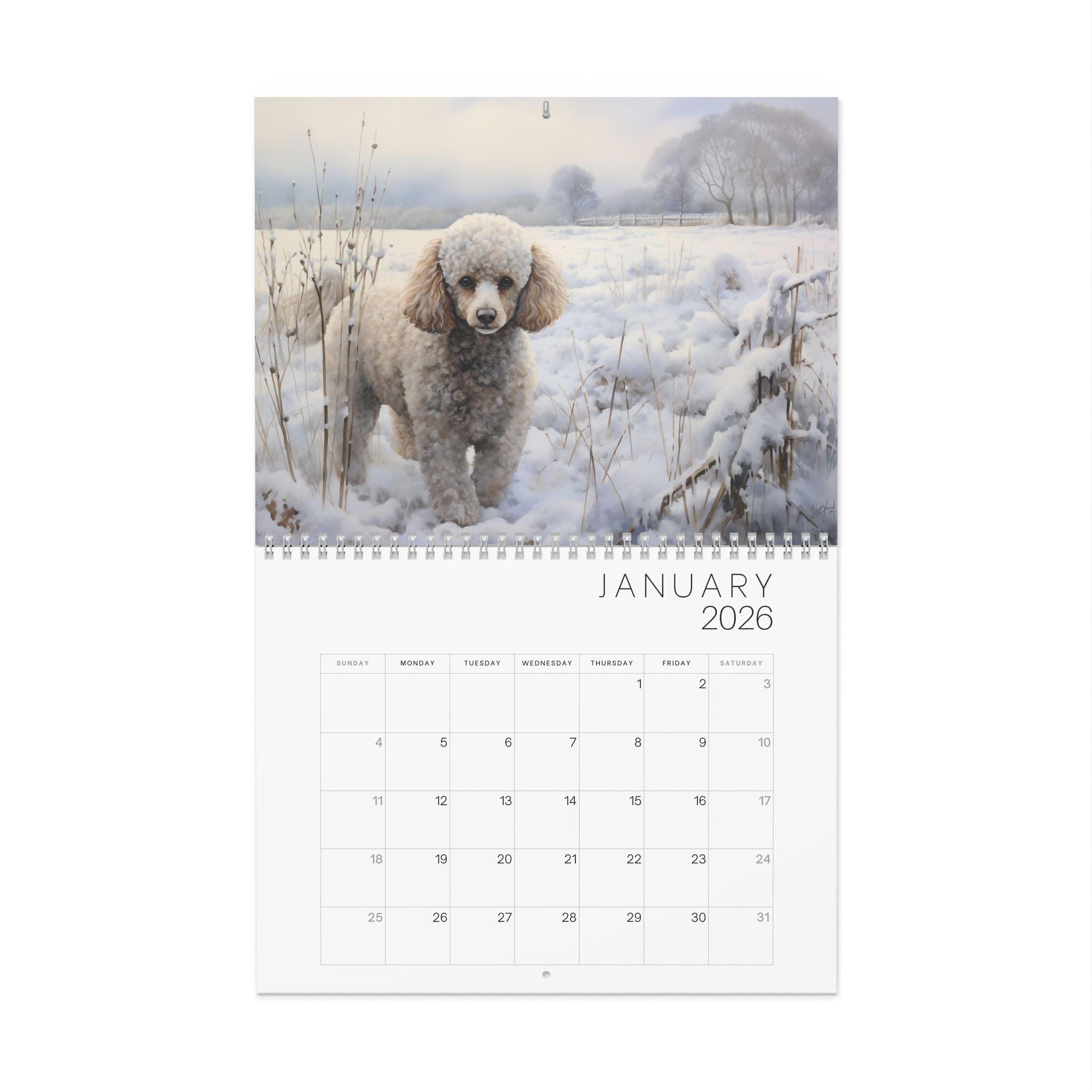 2026 Poodle Wall Calendar - Dog Calendar Featuring 12 Watercolors of ...