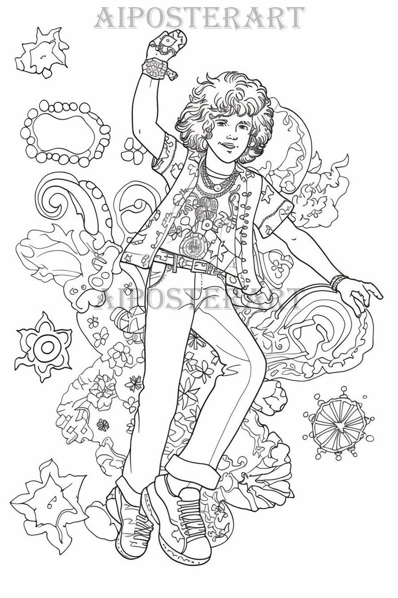 70s Disco Dancer Coloring Sheet for Adults Printable Coloring Page of ...