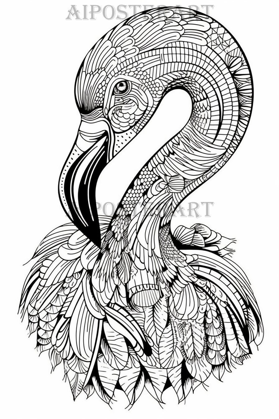 Mandala Flamingo Coloring Page for Adults - Printable Flamingo Coloring ...