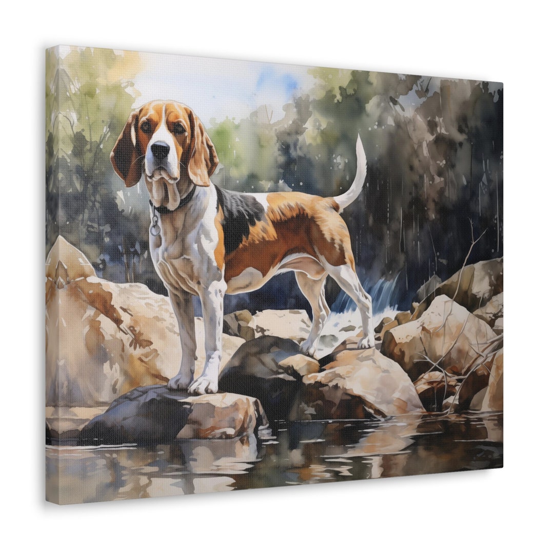 Beagle Wall Art - Watercolor Printed on Unframed 20 X 16 Inch Canvas ...