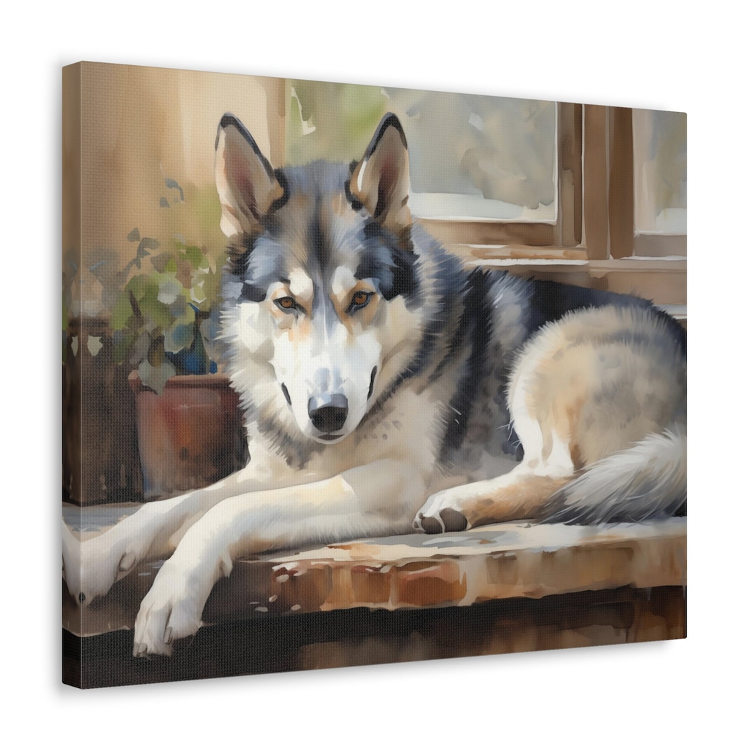 Siberian Husky Wall Art - Watercolor Printed on Unframed Canvas - Gift ...