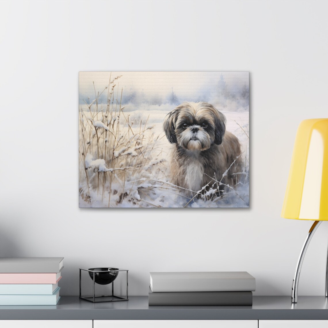 Shih Tzu Wall Art Watercolor Printed on Unframed Canvas Gift for Shih ...
