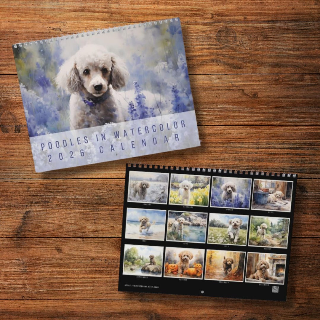 2026 Poodle Wall Calendar - Dog Calendar Featuring 12 Watercolors of ...