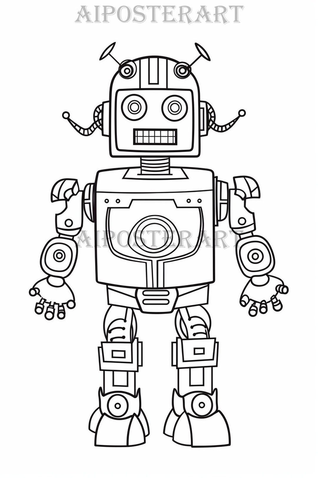 Kids Toy Robot Coloring Page for Adults and Kids Printable Coloring ...