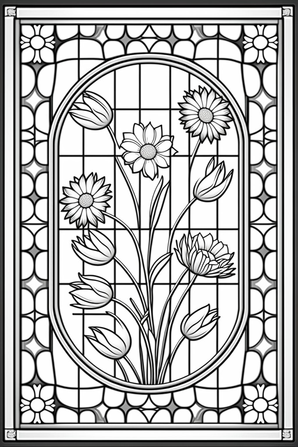 24 Stain Glass Windows of Flowers - Floral Stain Glass Windows 24 Pages ...