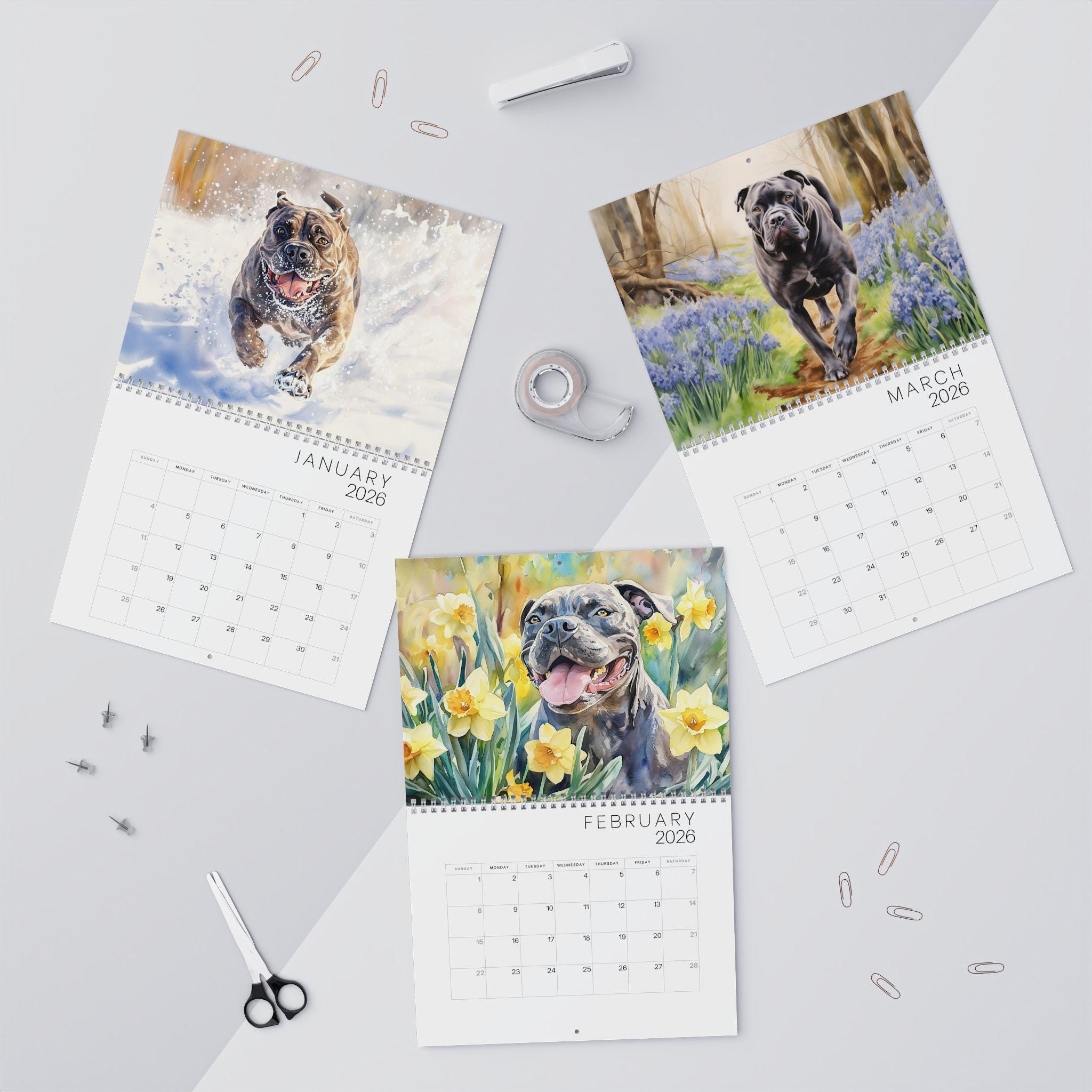 2026 Cane Corso Wall Calendar With 12 Watercolors of Cane Corsos - Etsy