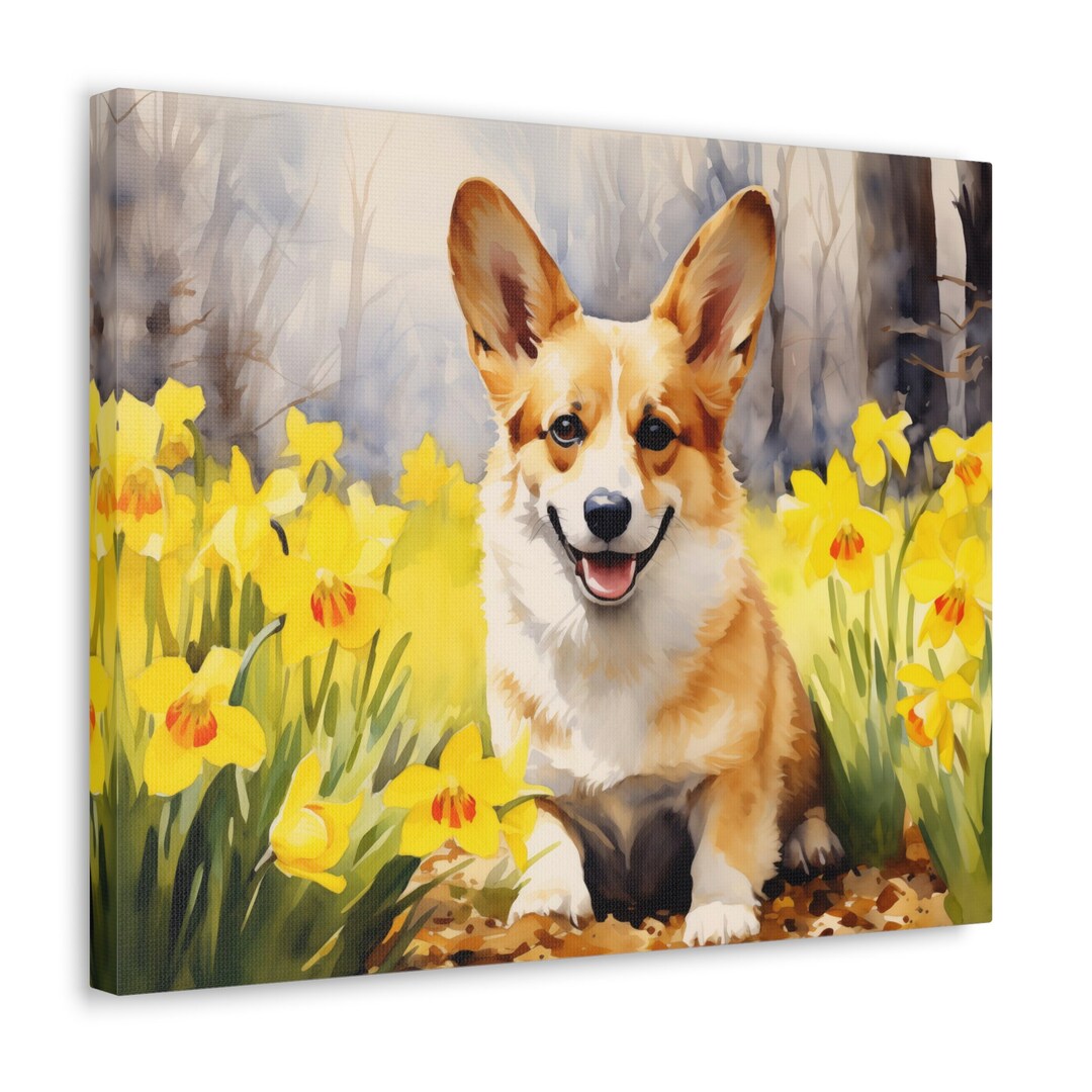 Corgi Wall Art - Watercolor Printed on Unframed Canvas - Corgi Owner ...