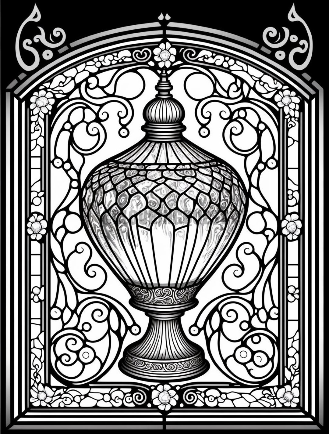 Antique Lamp - Printable Adult Coloring Page - Old Fashioned Coloring ...