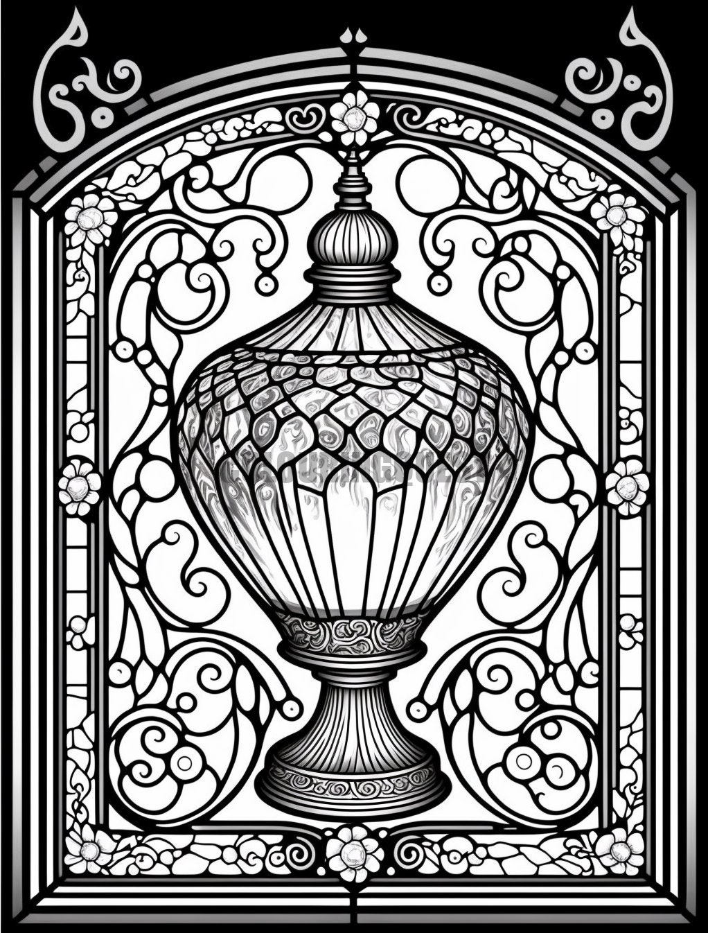 Antique Lamp Printable Adult Coloring Page Old Fashioned Coloring Sheet ...