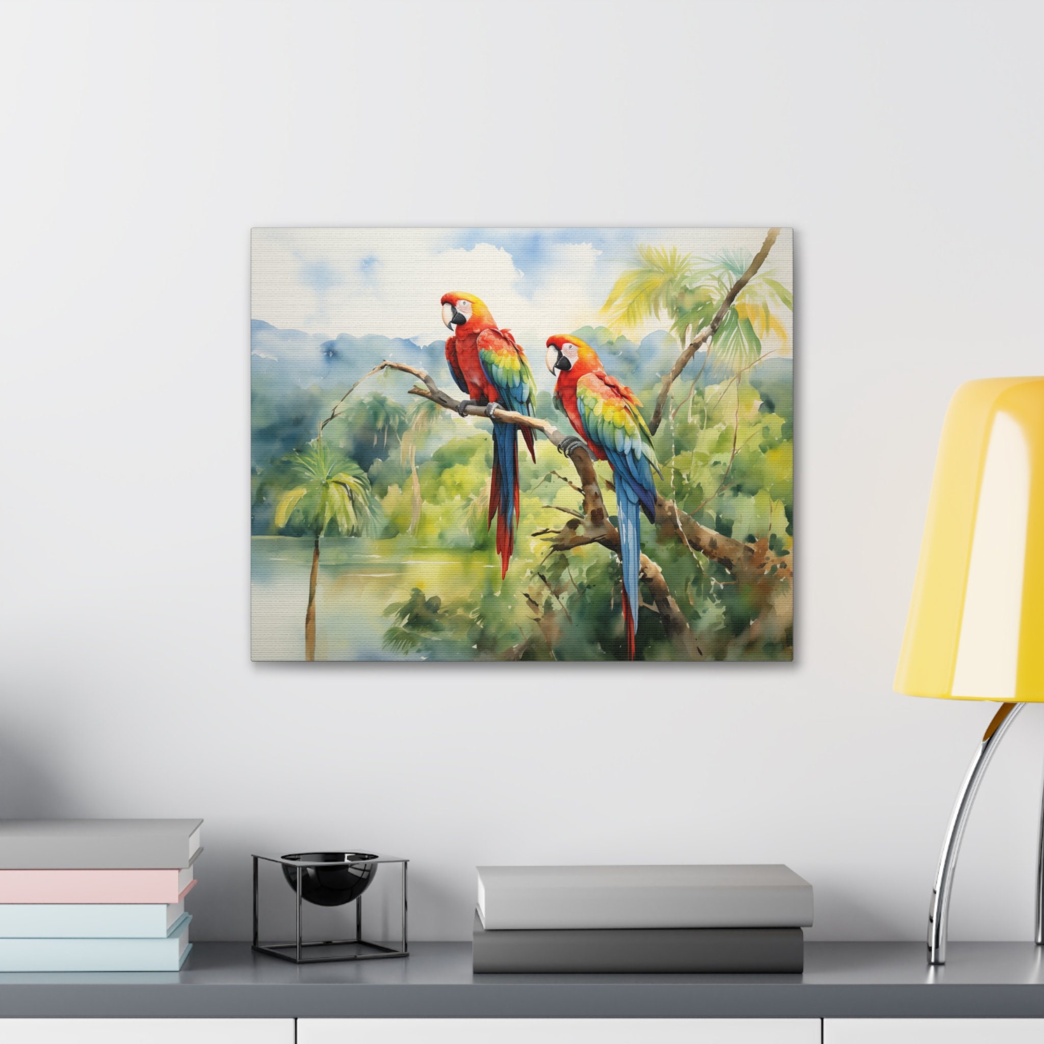 Macaws Watercolor Printed on Canvas - Frameless Wall Art Gift for ...