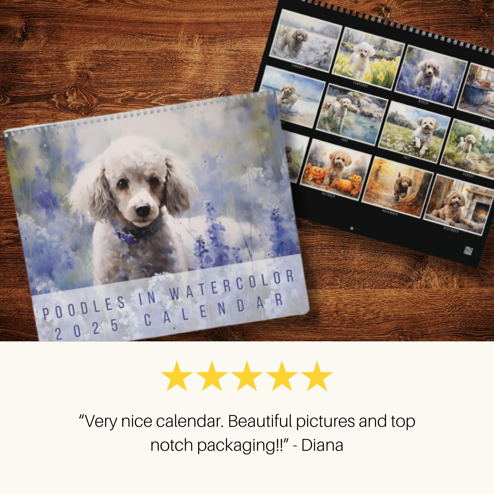 2026 Poodle Wall Calendar - Dog Calendar Featuring 12 Watercolors of ...