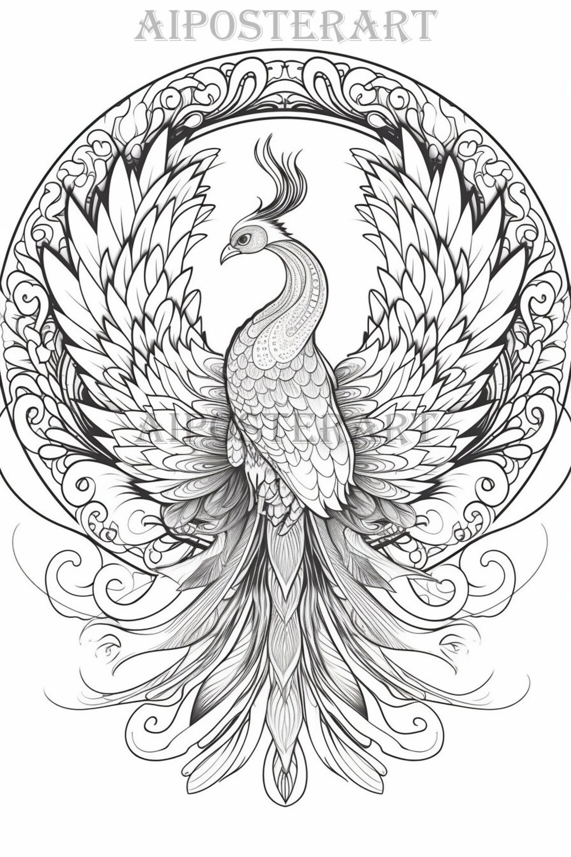 Phoenix Coloring Sheet for Adults - Printable Phoenix Coloring Page ...