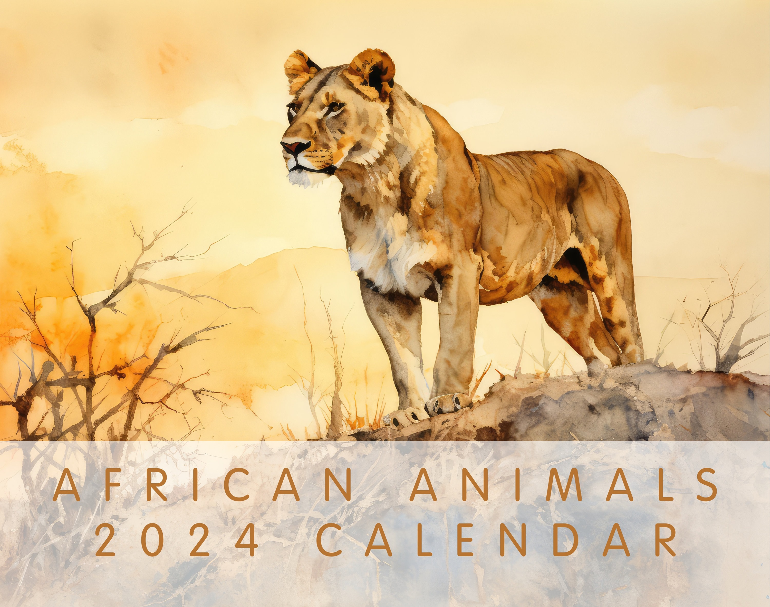 African Animals Wall Calendar 2024 Hanging Wall Calendar With 12 Animal ...